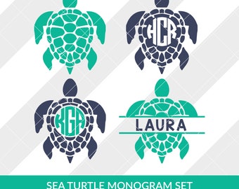 Sea turtle monogram | Etsy