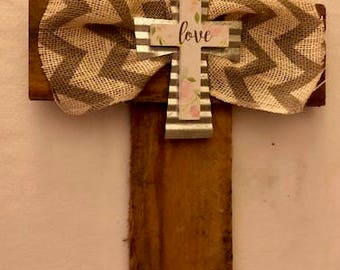 Cream Slovak Cross Salvaged Wood Cross Wooden Wall Cross