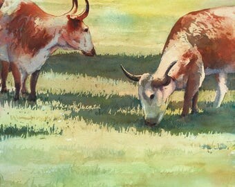 Cattle painting | Etsy