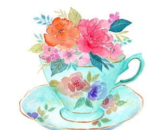 Teacup art print | Etsy