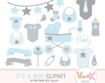 Baby Boy Digital Clip art Blue Baby Shower Baby Boy