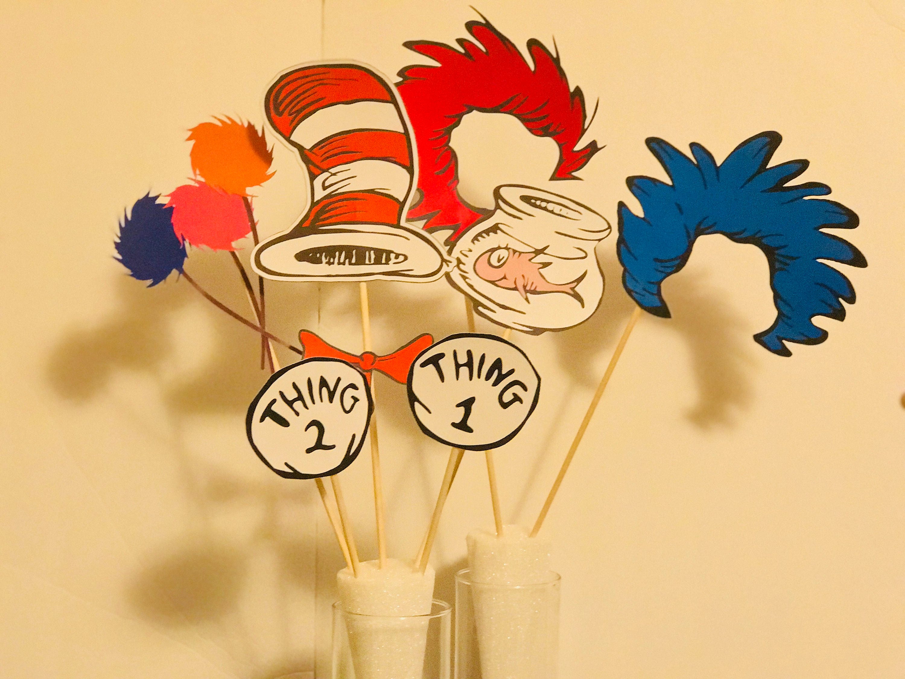 7 Dr Seuss Cat In The Hat Thing 1 Thing 2 Props photo Booth