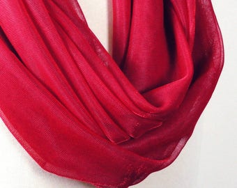 Red infinity scarf | Etsy