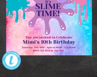 Slime invitations | Etsy