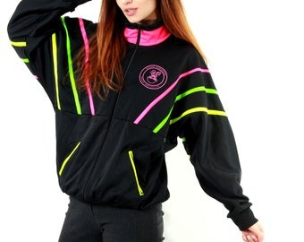 90s neon windbreaker | Etsy