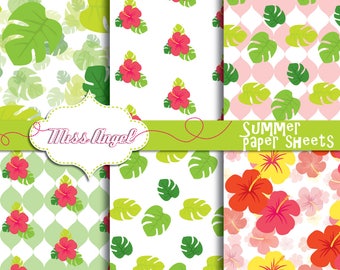 CLIPART SET Summer Printable Surfboards Palmtree Toucan