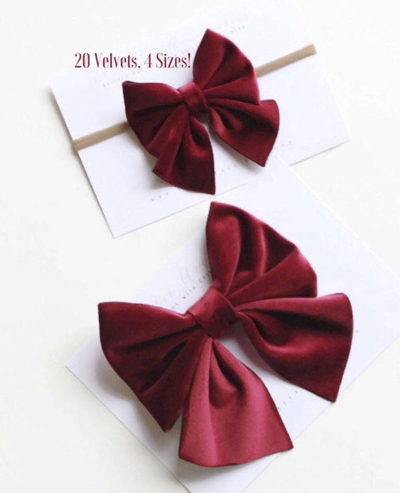 Velvet Hair Bow Velvet Bow Baby Bow Velvet Headband Velvet