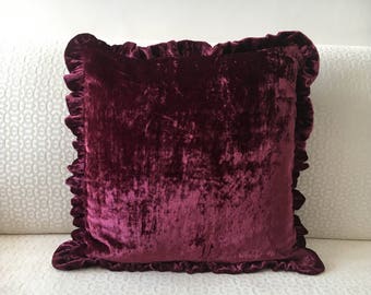 Velvet ruffle pillow | Etsy