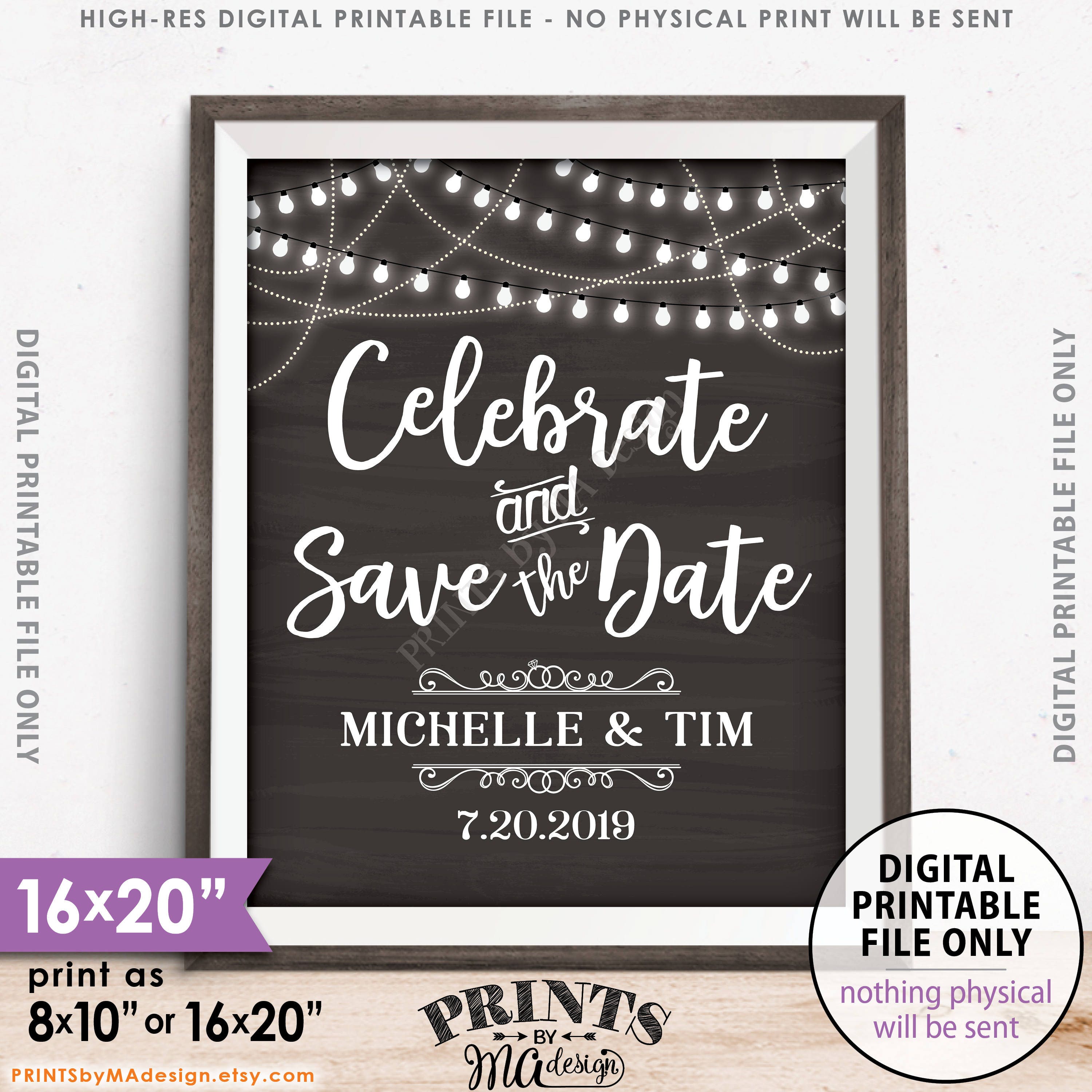 Engagement Party Sign, Celebrate and Save the Date Engagement Party ...