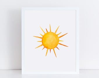 Yellow sun print | Etsy