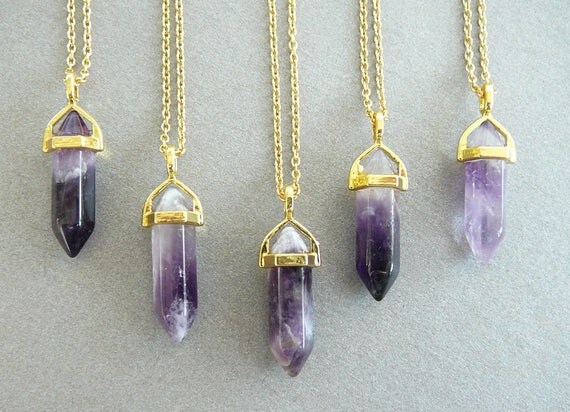 Amethyst Necklace Natural Amethyst pendant Long Healing
