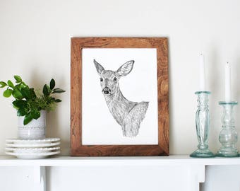 Deer head art | Etsy