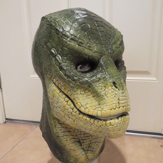 Painted Reptilian Mask Wearable Costume Piece