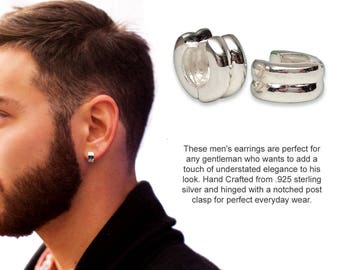 Mens Hoop Earrings. Mens Earrings. Sterling Silver Unisex