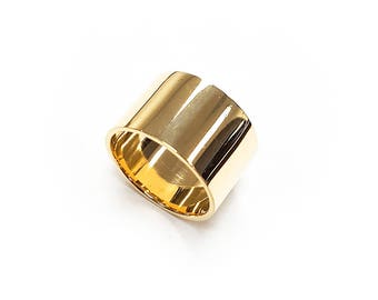 Gold tube ring | Etsy