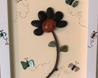 Pebble art flowers | Etsy