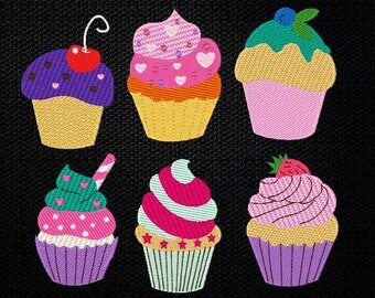 Cupcake embroidery | Etsy