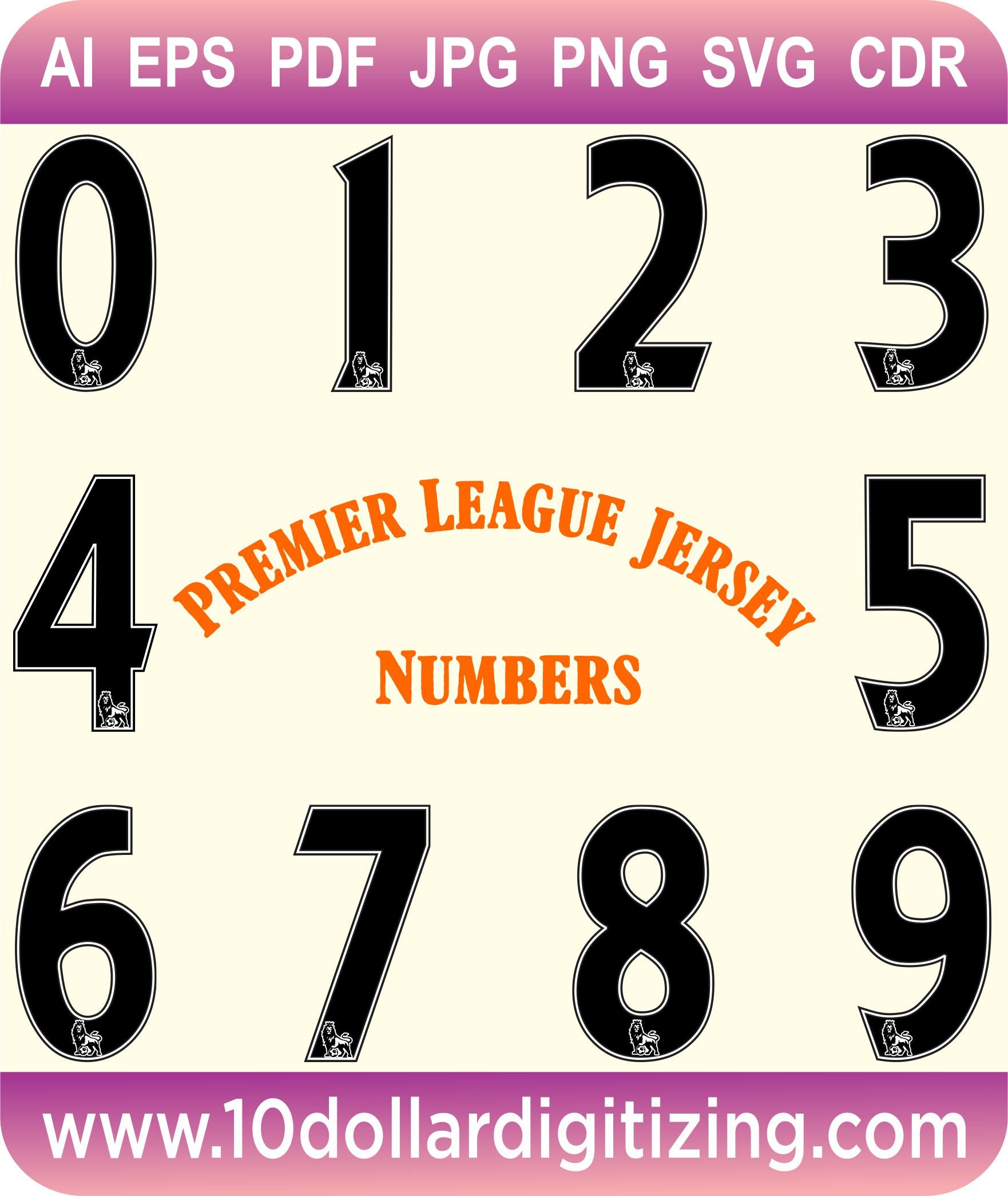 Premier League Jersey Numbers vector european premier league
