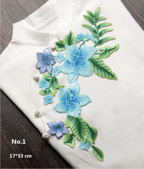 Orchid Applique. Green Flowers Patch. Floral Applique. Sewing