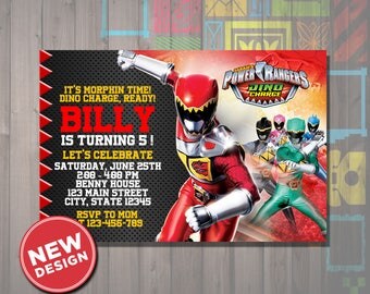 Power rangers invite | Etsy
