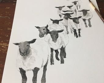 Flock of sheep | Etsy