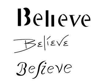 Believe stencil | Etsy