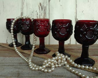 Ruby red goblets | Etsy