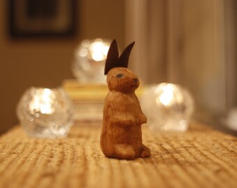 Rustic log slice rabbit log easter bunny wooden rabbit