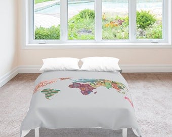 World map bedding | Etsy