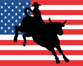 Bull rider decal | Etsy