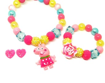 Peppa pig necklace | Etsy