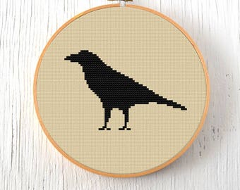 Raven cross stitch | Etsy