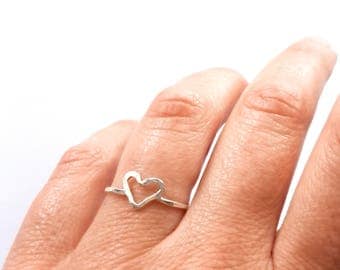 Dainty heart ring | Etsy