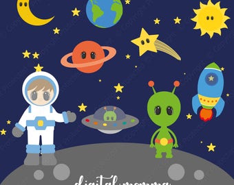 Outer space clipart | Etsy