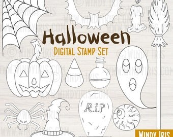 Halloween digi stamp | Etsy