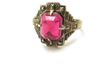 Pink stone ring | Etsy