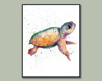 Cute turtle art | Etsy
