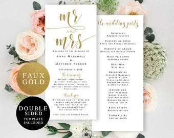 Gold wedding program | Etsy