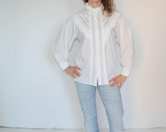 Ruffle collar shirt | Etsy