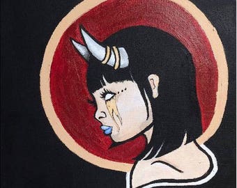 Latina Pin-up Devil Girl Original Halloween Drawing