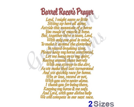 Barrel Racers Prayer Machine Embroidery Design