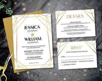 Gold foil invitation | Etsy