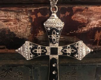 Black cross necklace | Etsy