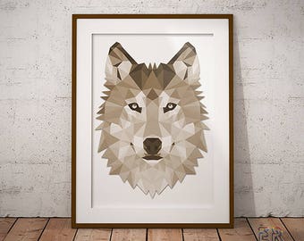 Geometric wolf | Etsy