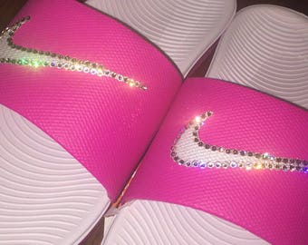 Bling nike slides | Etsy
