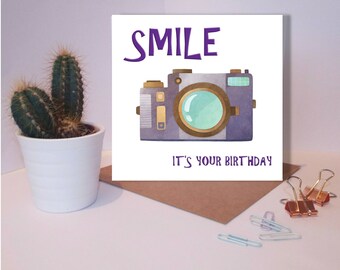 Camera birthday card | Etsy