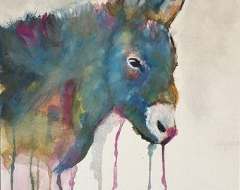 Watercolor donkey | Etsy