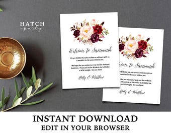 Wedding welcome card | Etsy