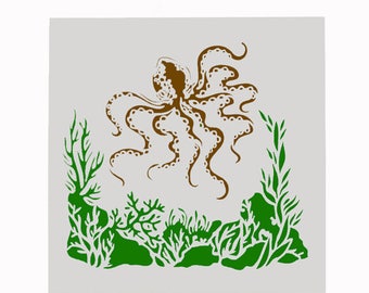 Octopus stencil | Etsy