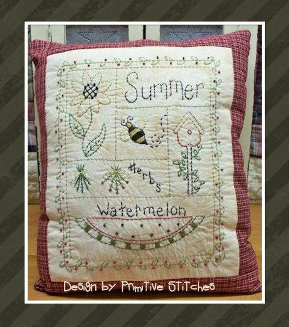 Summer Sampler-Primitive Stitchery E-PATTERN-by Primitive